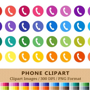 100 Telephone Clipart Rotary Phone Receiver Clip Art Rainbow - Etsy