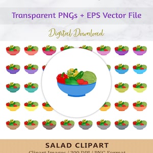 100 Salad Clipart, Fresh Vegetables Clip Art, Rainbow Diet Planner ...
