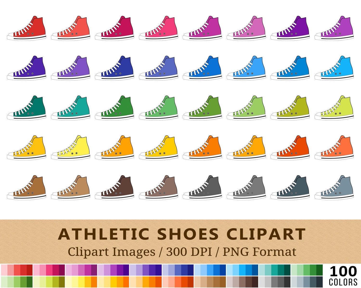 100 Athletic Shoe Clipart, Sneakers Clip Art, Training Running Shoes ...