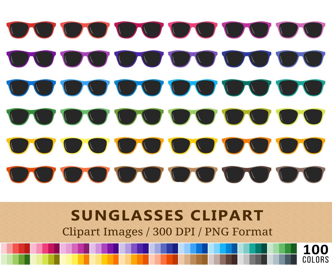 100 Sunglasses Clipart, Fashion Clip Art, Rainbow Colors Planner ...