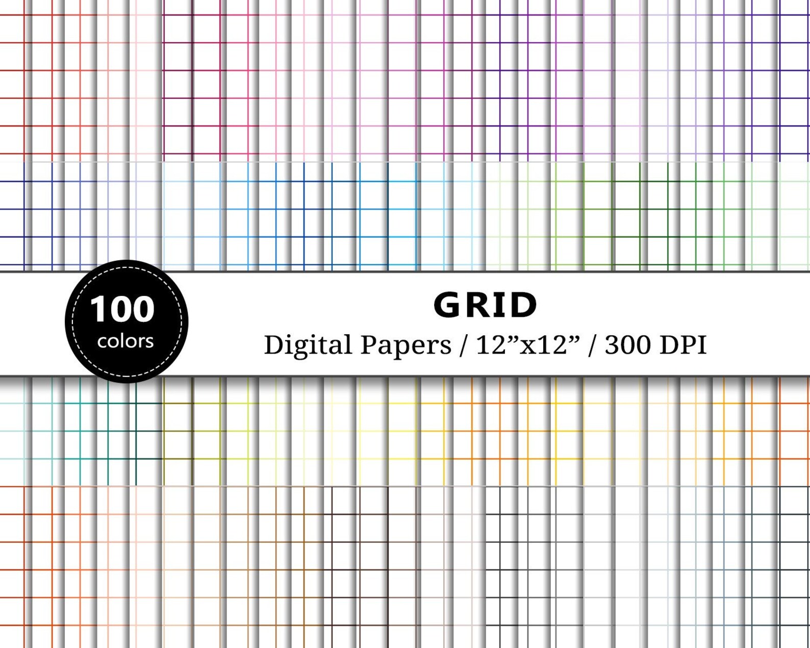 Grid Digital Paper, 100 Rainbow Check Squares Pattern, Pastel Grid ...