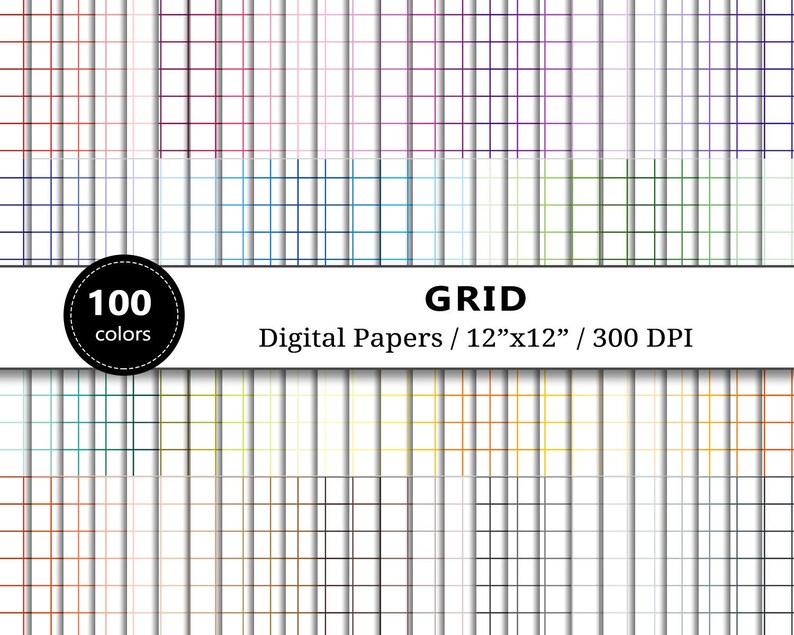 Grid Digital Paper, 100 Rainbow Check Squares Pattern, Pastel Grid ...