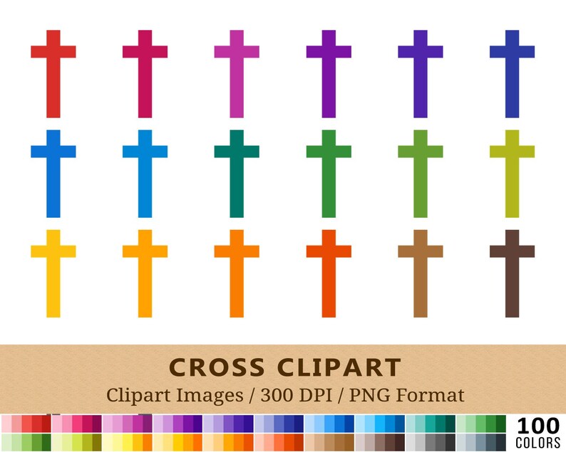 100 Cross Clipart, Religion Crosses Clip Art, Cute Rainbow Colors ...