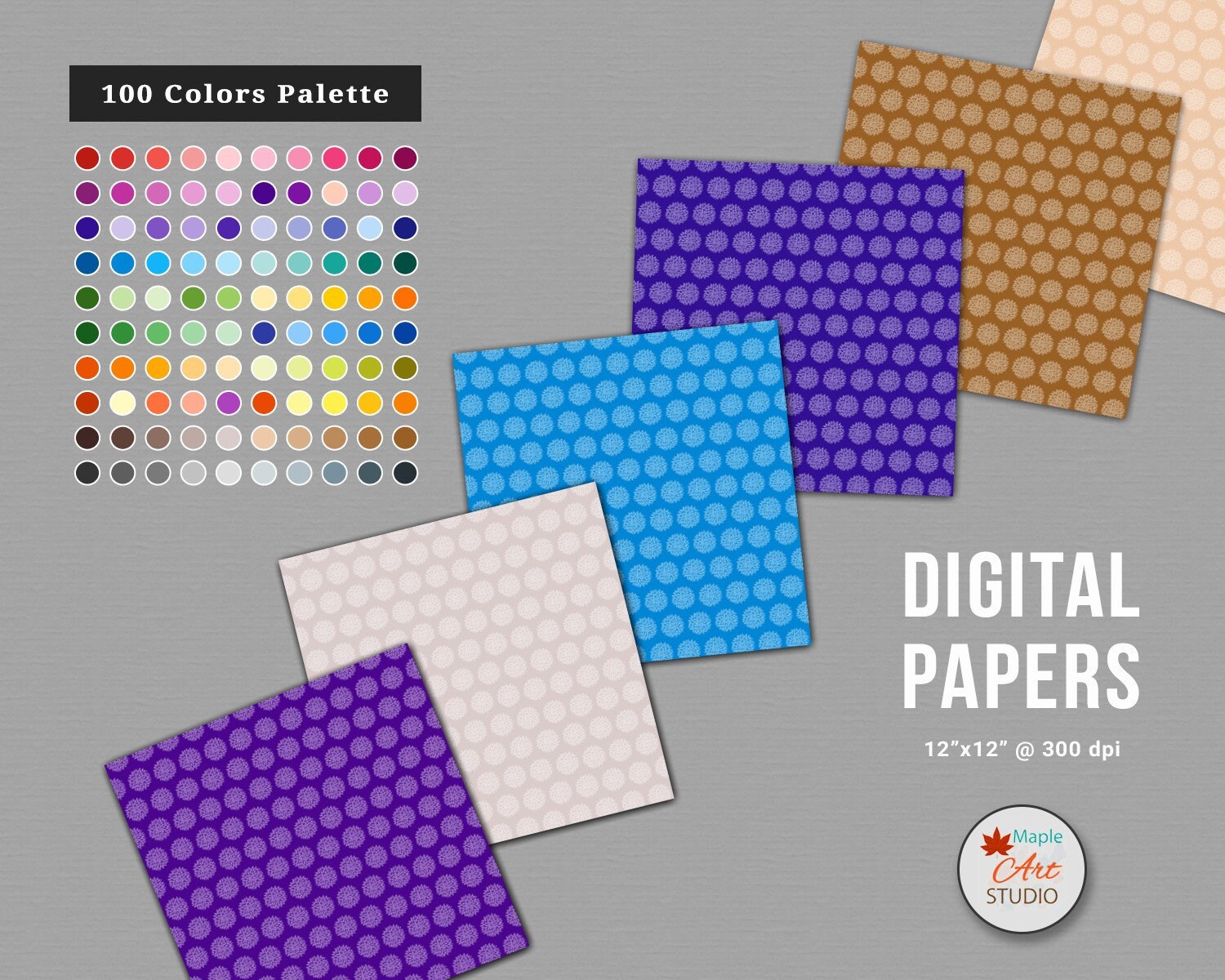 Tinted Dahlia Digital Paper, 100 Rainbow Scrapbook Papers Printable ...