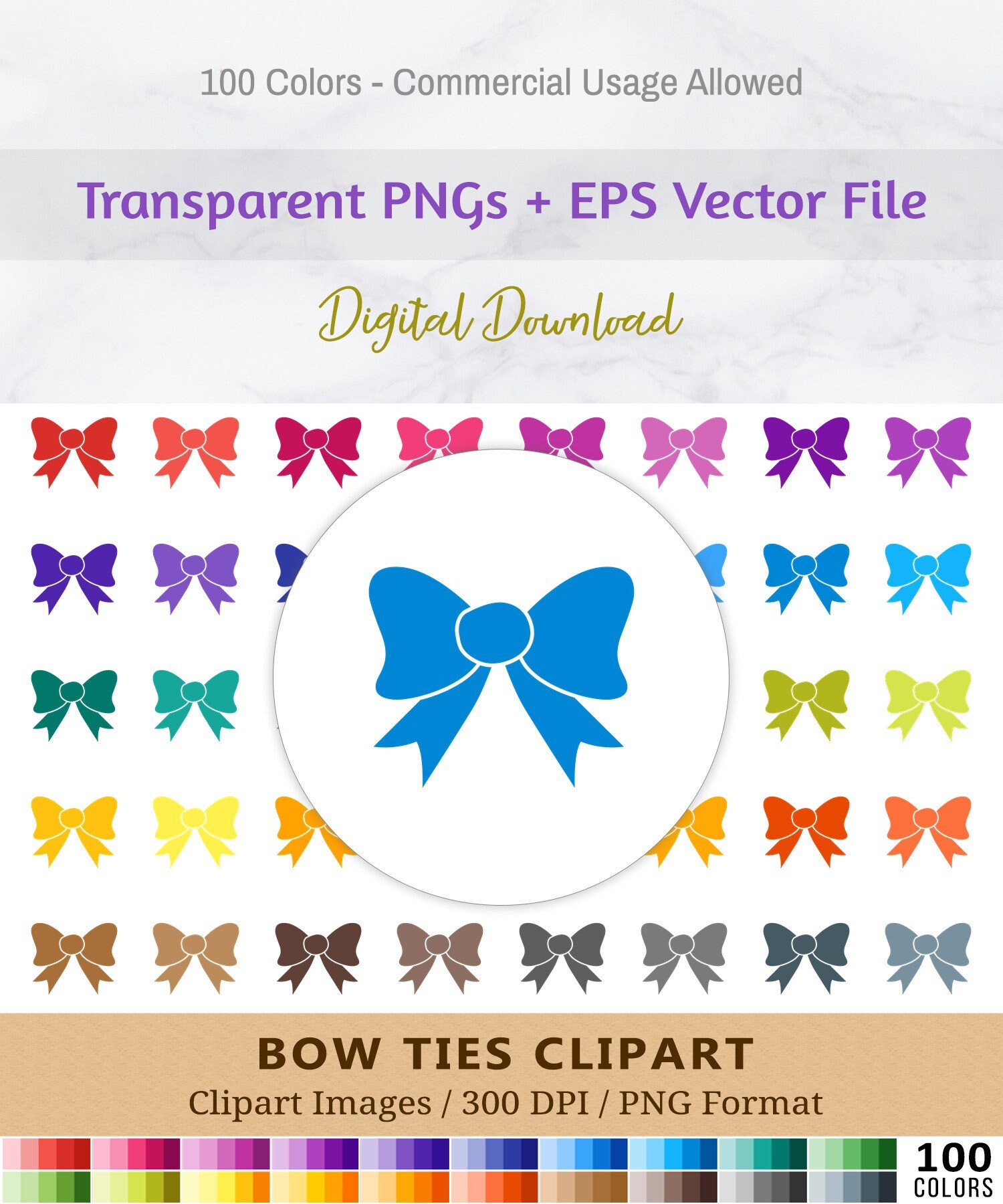 100 Bow Ties Clipart, Bow Tie Clip Art, Rainbow Colors, Digital Planner ...
