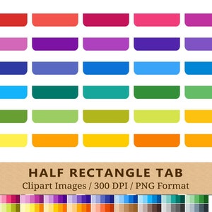 100 Half Rectangle Tabs Clipart, Round Corners Clip Art, Rainbow Colors ...