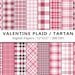 Be My Valentine, Plaid Tartan Digital Papers Pack, Pink and White ...