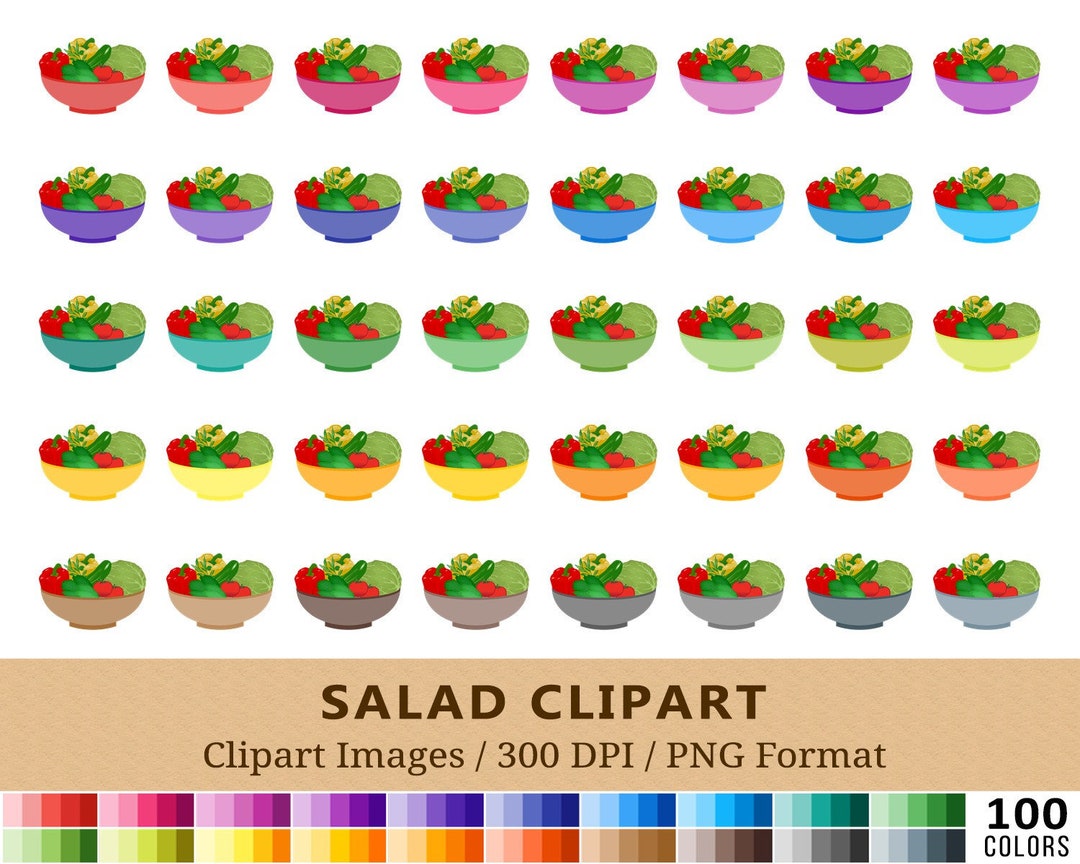 100 Salad Clipart, Fresh Vegetables Clip Art, Rainbow Diet Planner ...