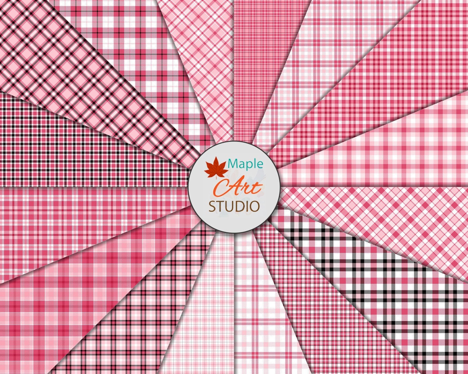 Be My Valentine, Plaid Tartan Digital Papers Pack, Pink and White ...