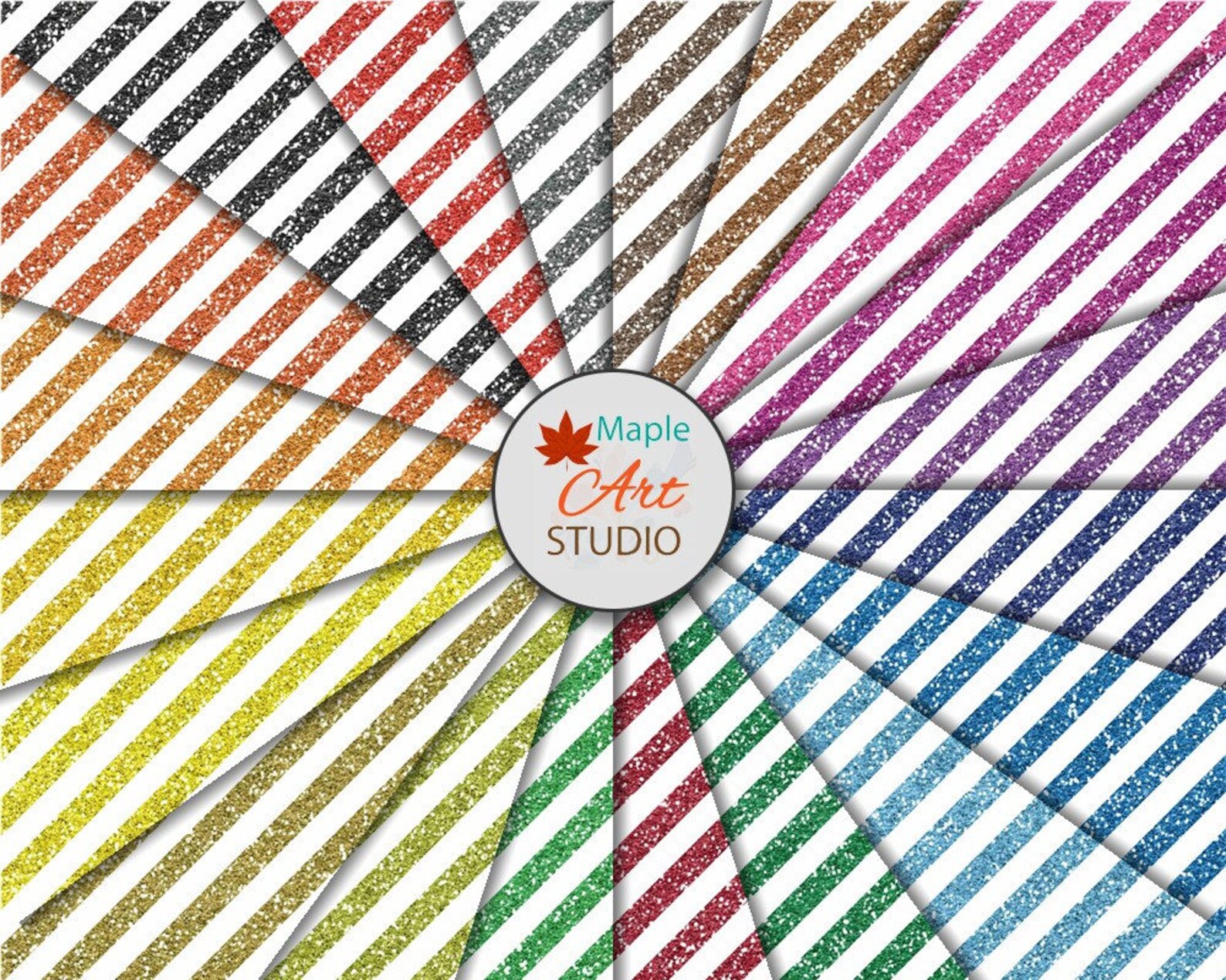 Glitter Stripes Digital Paper, Glitter Textures, Striped Paper ...