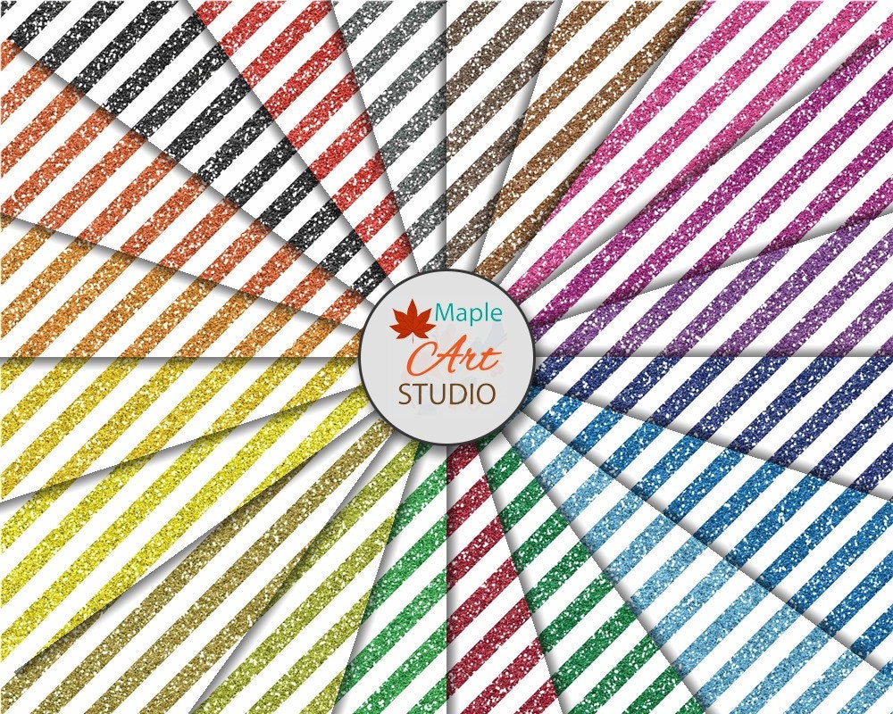 Glitter Stripes Digital Paper, Glitter Textures, Striped Paper ...