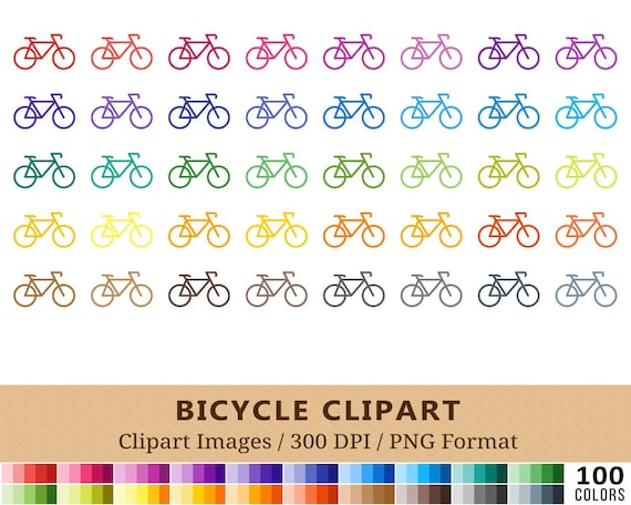 100 Bicycle Clipart Mountain Bike Clip Art Rainbow Colors - Etsy