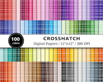 Crosshatch Digital Paper 100 Rainbow Colors Cross Stripes Fabric ...