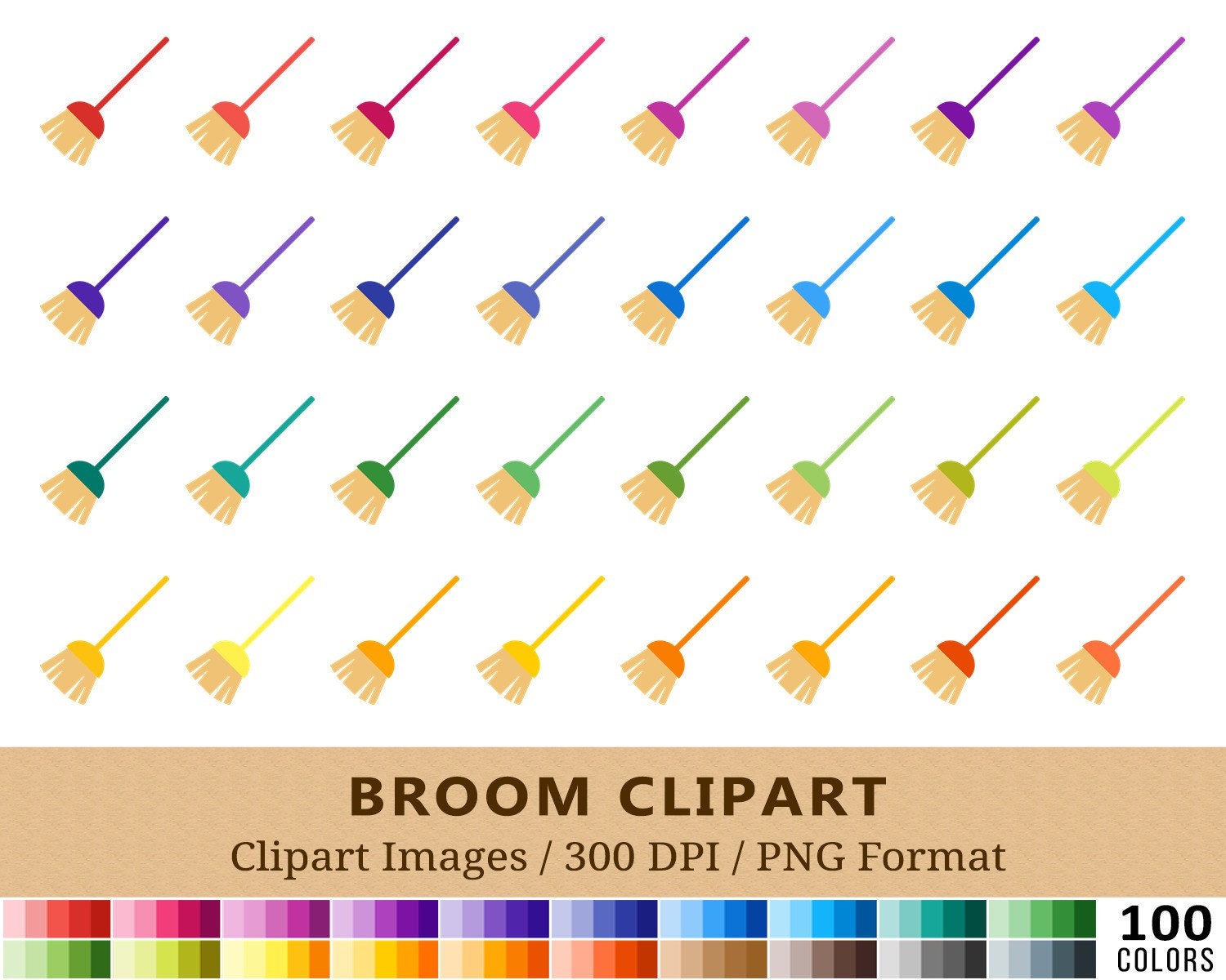100 Broom Clipart House Cleaning Clip Art Rainbow Household | Etsy