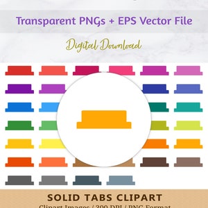 100 Solid Tab Clipart, Round Corners Tabs Clip Art, Rainbow Colors ...