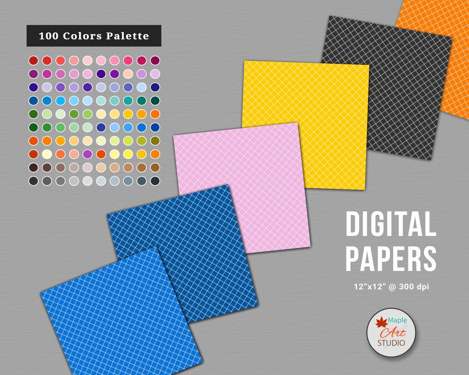 Diagonal Grid Digital Paper, 100 Rainbow Check Squares Pattern, Diamond ...