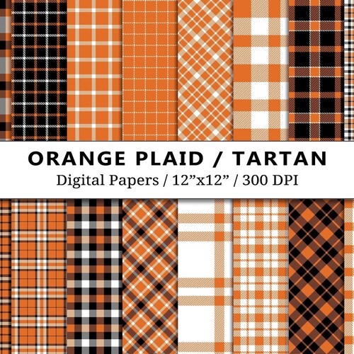 Orange Plaid Digital Paper Plaid Tartan Buffalo Check - Etsy