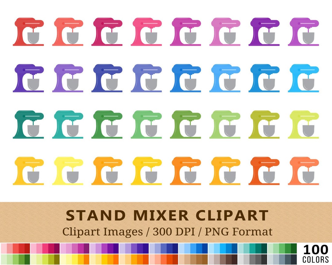 100 Stand Mixer Clipart, Baking Clip Art, Kitchen Aid Utensils, Rainbow ...
