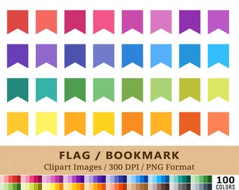 100 Flag Outline Clipart Bookmark Clip Art Rainbow Colors | Etsy