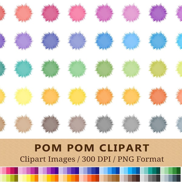 Pom Poms Clipart - Etsy