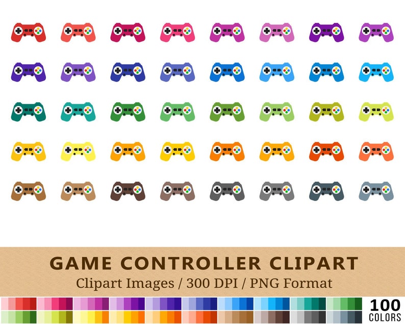 100 Game Controller Clipart, Video Games Console Clip Art, Rainbow ...
