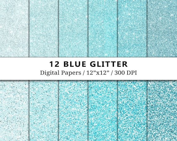 Blue Glitter Textures Digital Paper Sparkle Scrapbook Paper | Etsy