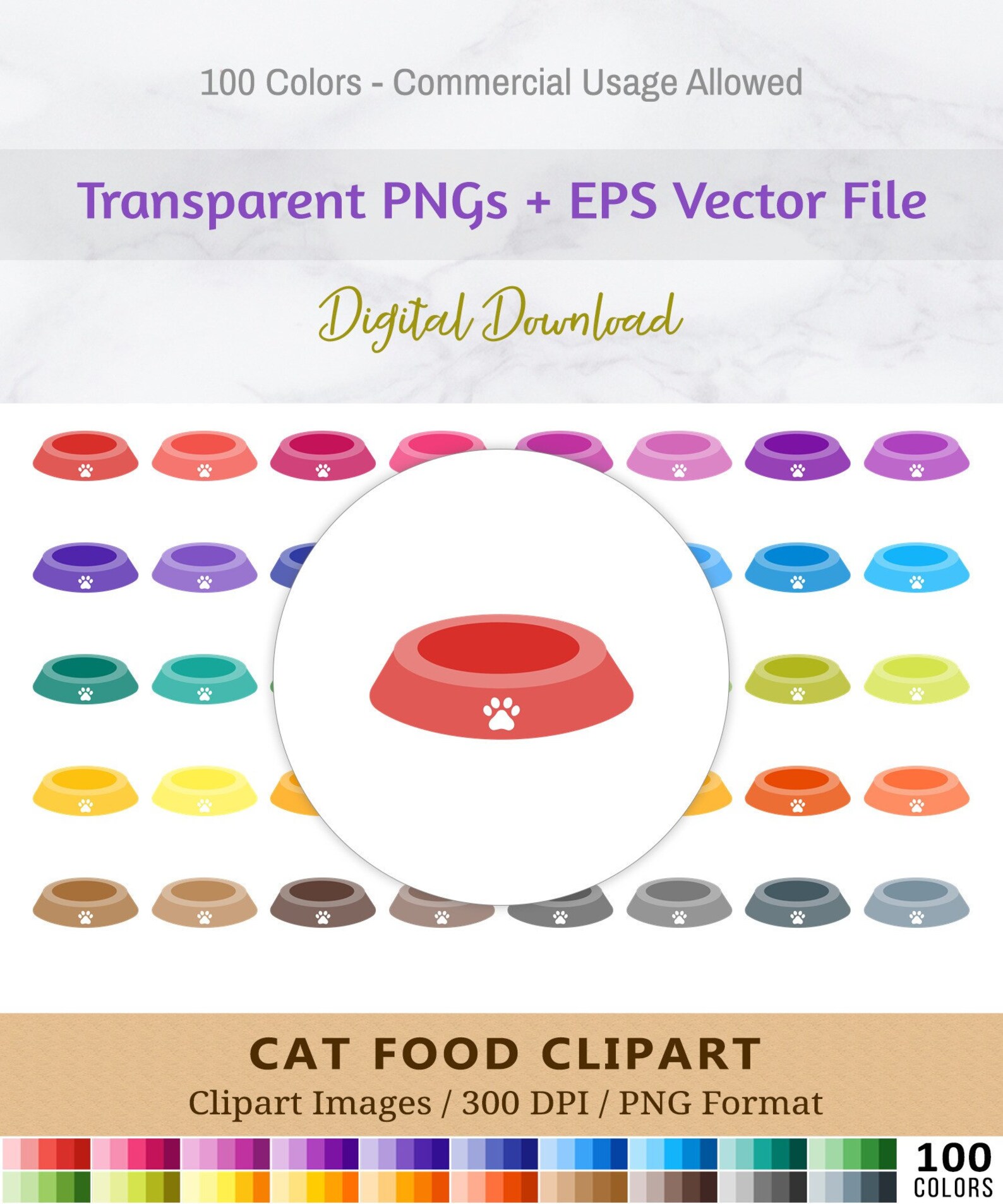 100 Cat Food Clipart, Puppy Pet Food Clip Art, Rainbow Planner ...
