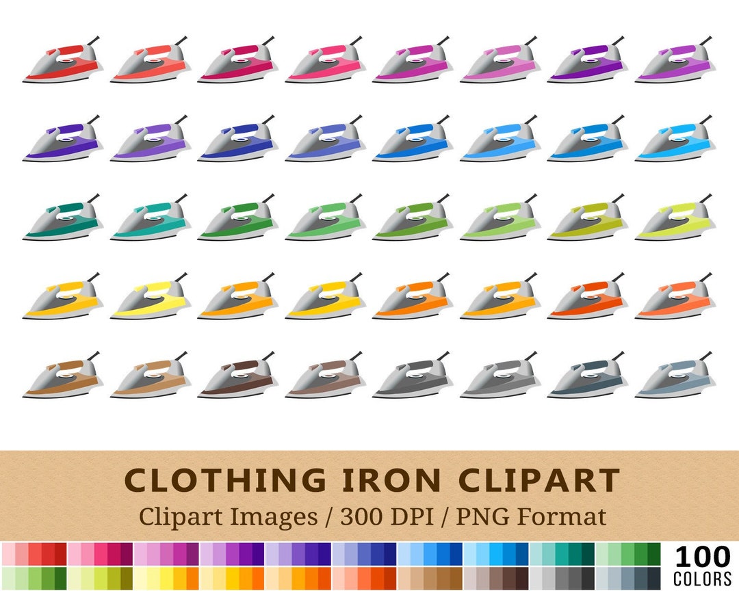 100 Clothing Iron Clipart, Ironing Laundry Clip Art, Rainbow Colors ...