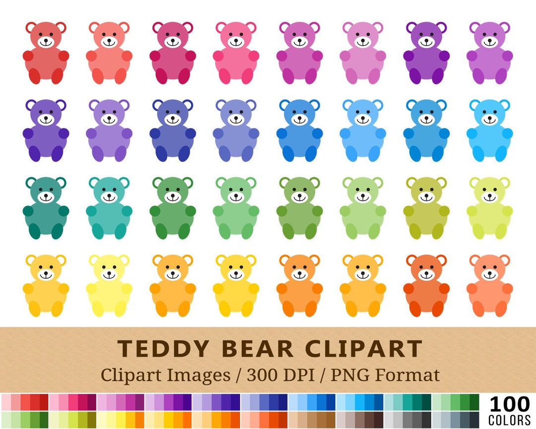 100 Teddy Bear Clipart, Woodland Animal Clip Art, Rainbow Newborn ...