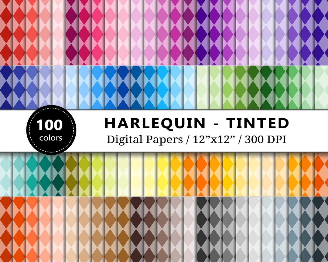 Tinted Harlequin Digital Papers, Scrapbook Paper Printable, Diamond ...