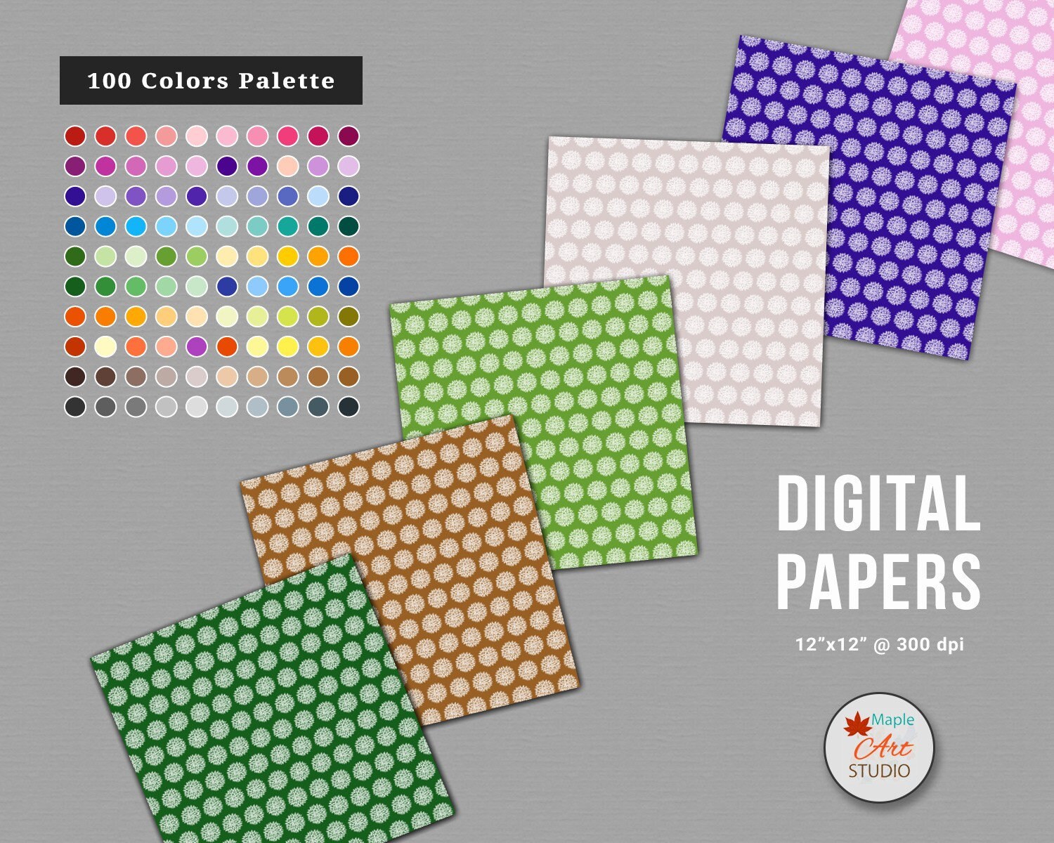 Dahlia Digital Paper, 100 Rainbow Colors, Scrapbook Papers Printable ...