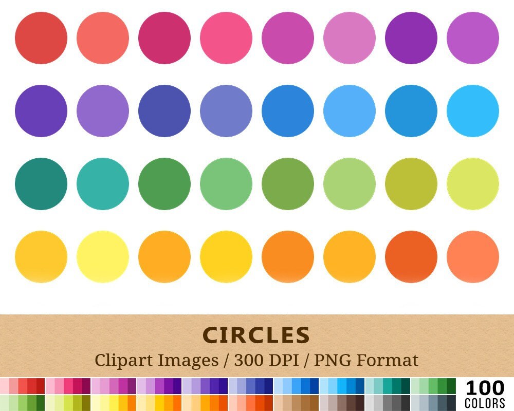 100 Circle Clipart, Round Clip Art, Rainbow Colors, Planner Stickers ...