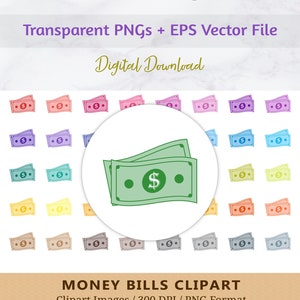 100 Dollar Bills Clipart, Money Bills Clip Art, Rainbow Colors, Digital ...