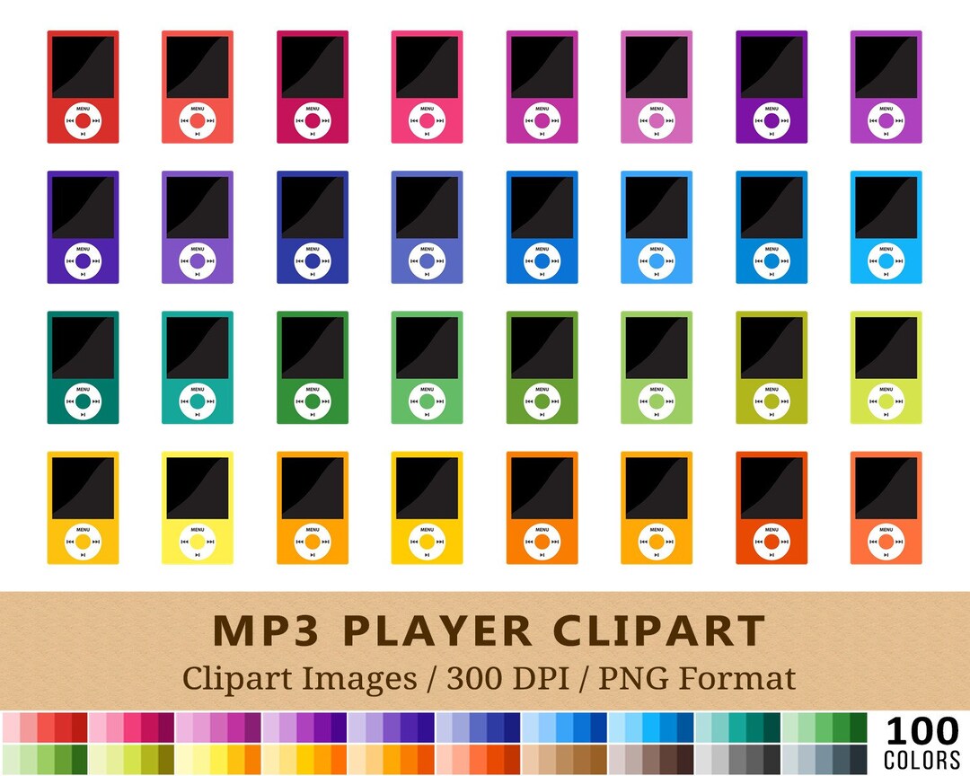 100 MP3 Player Clipart, Music Clip Art, Rainbow Colors, Party Tunes ...