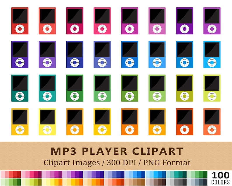 100 MP3 Player Clipart, Music Clip Art, Rainbow Colors, Party Tunes ...