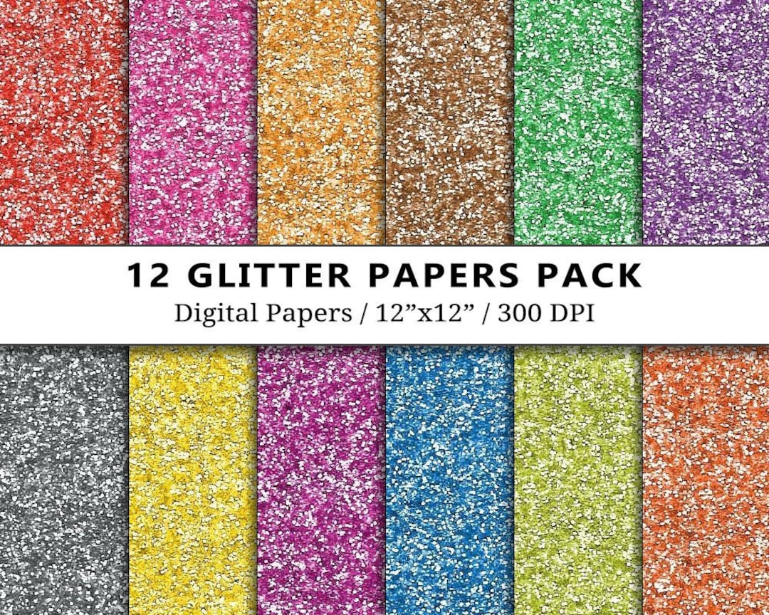 Glitter Textures Digital Paper, Sparkle Scrapbook Paper, Sparkling ...
