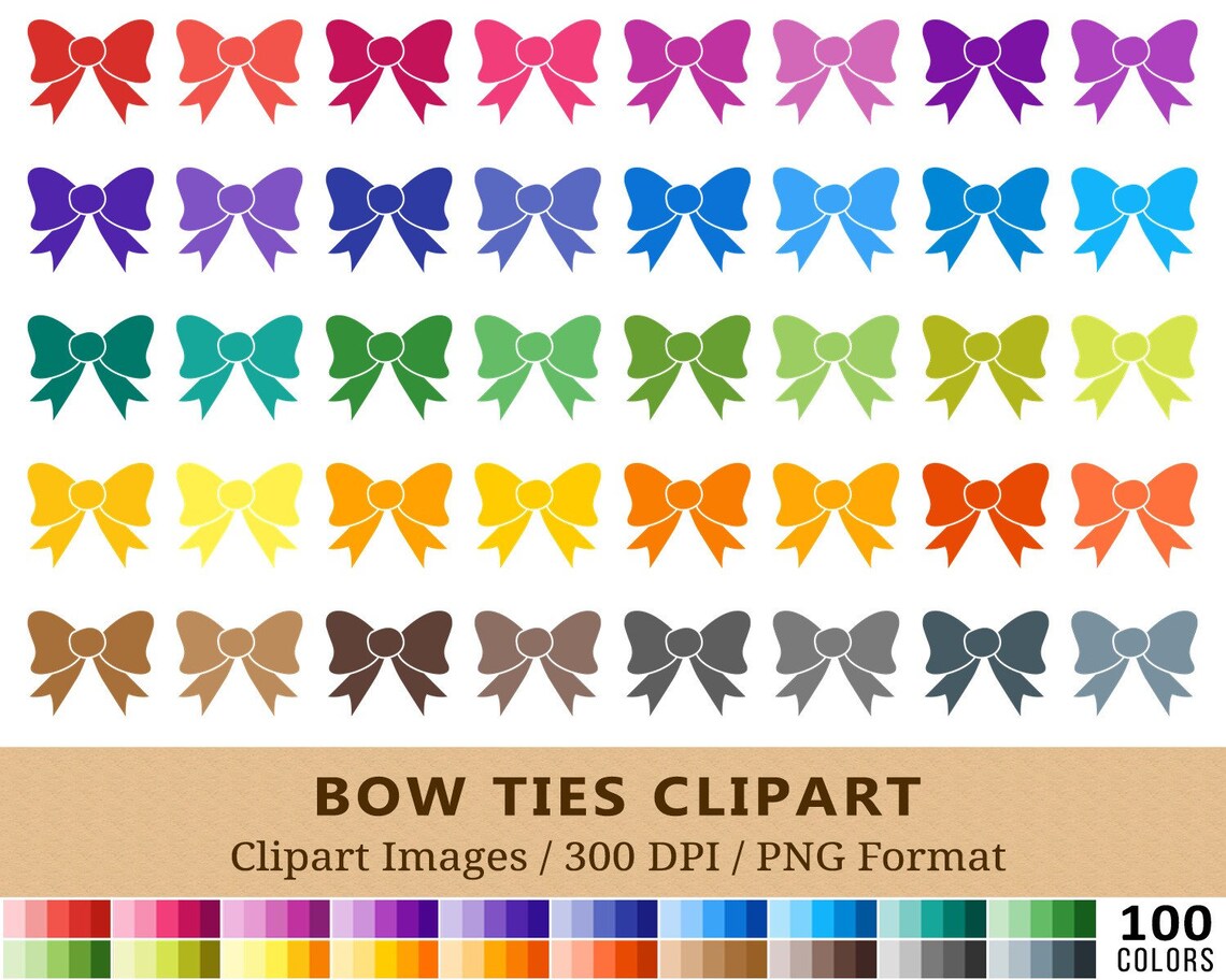 100 Bow Ties Clipart, Bow Tie Clip Art, Rainbow Colors, Digital Planner ...
