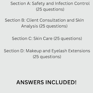 Esthetician State Board Practice Exam 100 Questions - Etsy