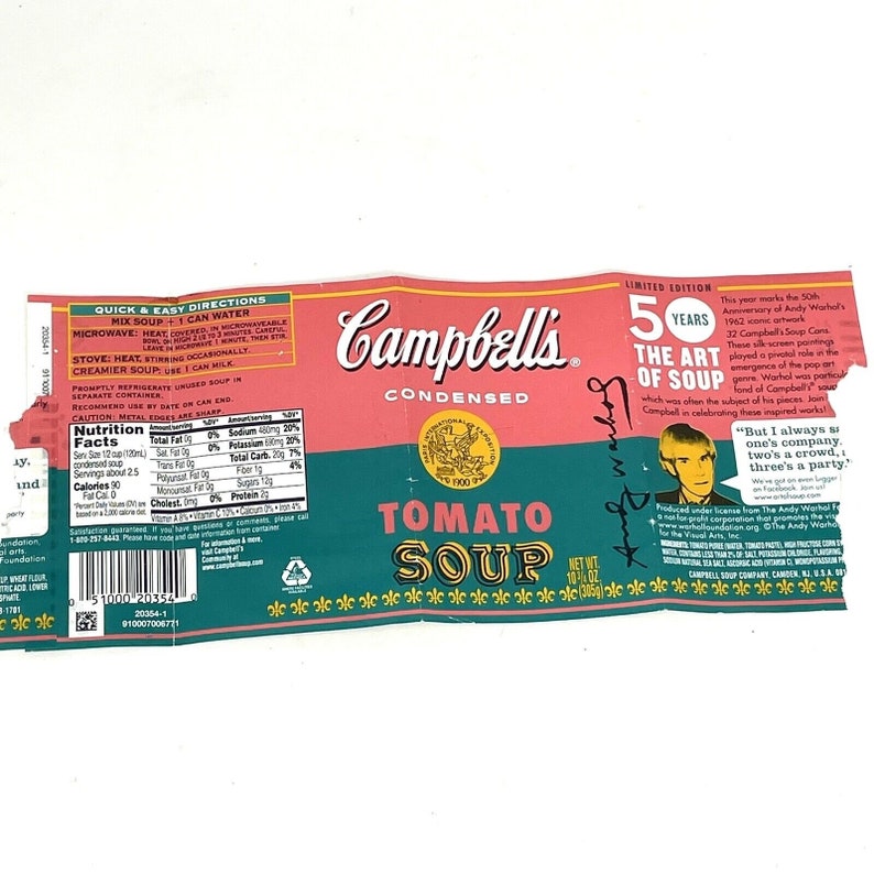 Andy Warhol Campbell's Soup Can Label 50th Anniversary - Etsy