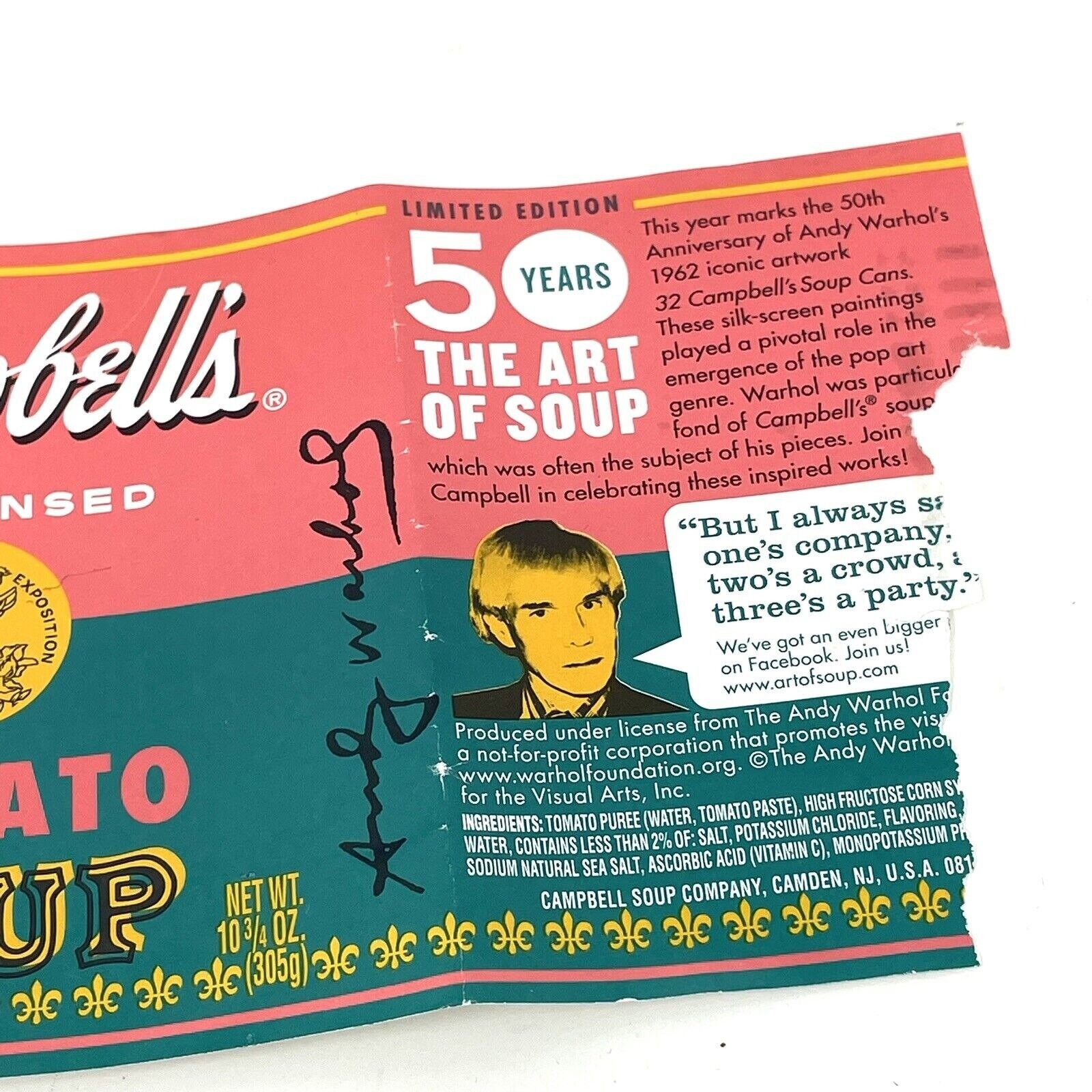 Andy Warhol Campbell's Soup Can Label 50th Anniversary Limited Edition ...