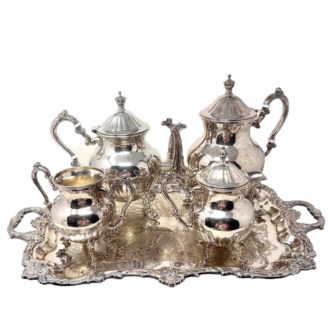 Vintage Silverplate Kent Silversmith Coffee Tea Pot Set Creamer Sugar ...