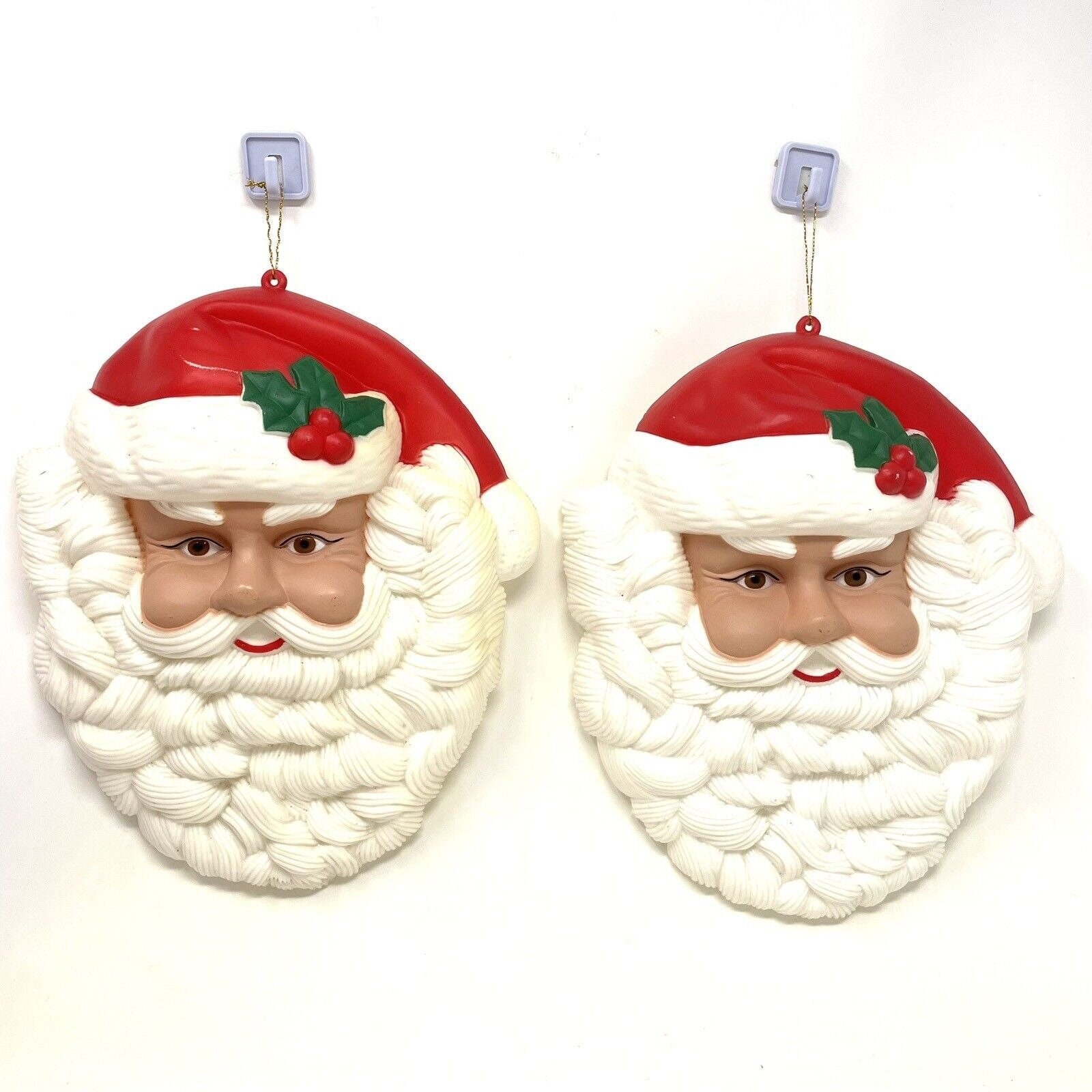 Vintage Hard Plastic Santa Claus Face Decor Wall Hanging Large Ornament ...