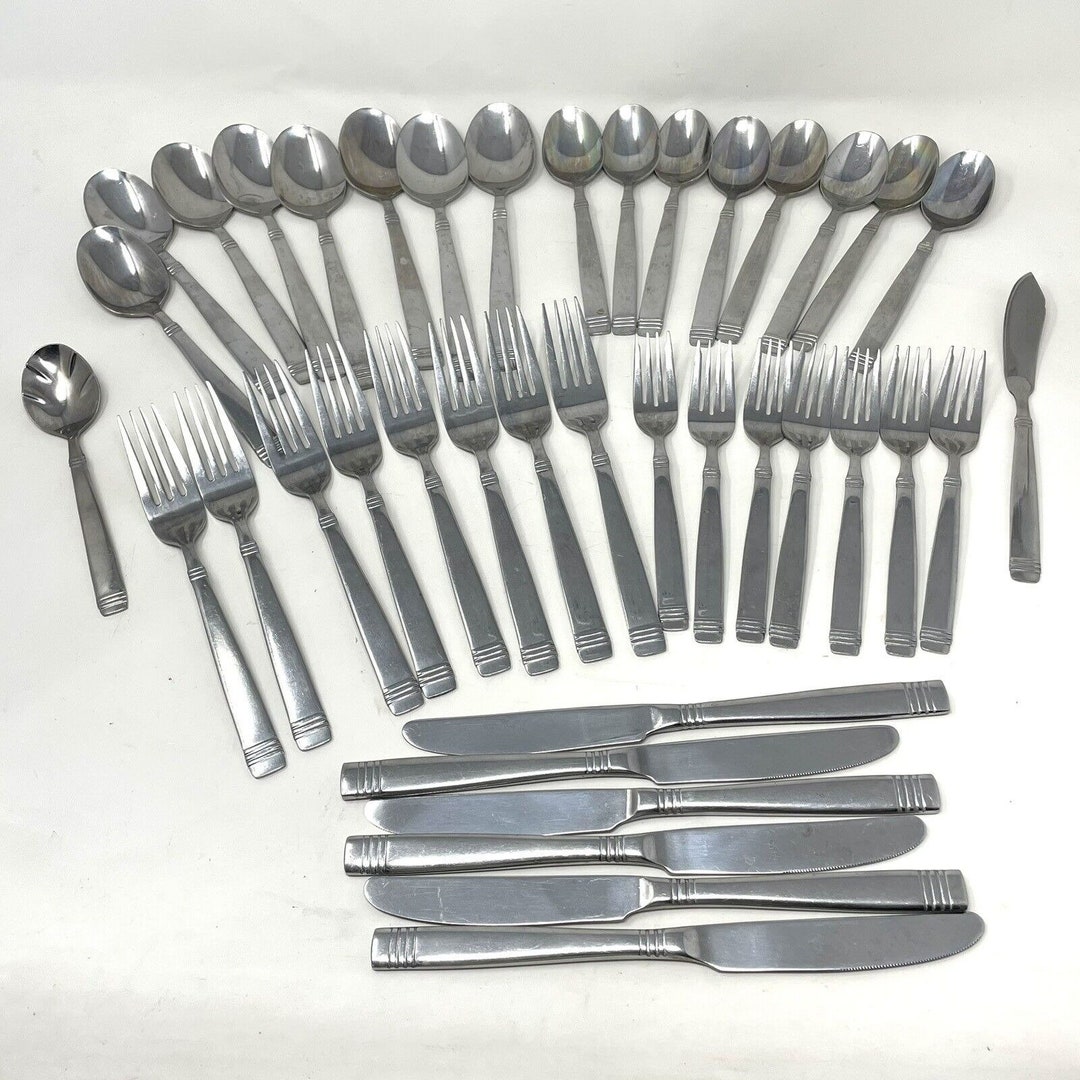 Farberware Stainless Steel Silverware Flatware SIMPLICITY 39 Forks Spoons Knives - Etsy