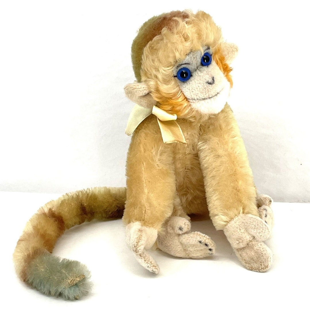 Vintage Steiff MUNGO Monkey Mohair Jointed Head Blue Eyes Long Tail 9 ...