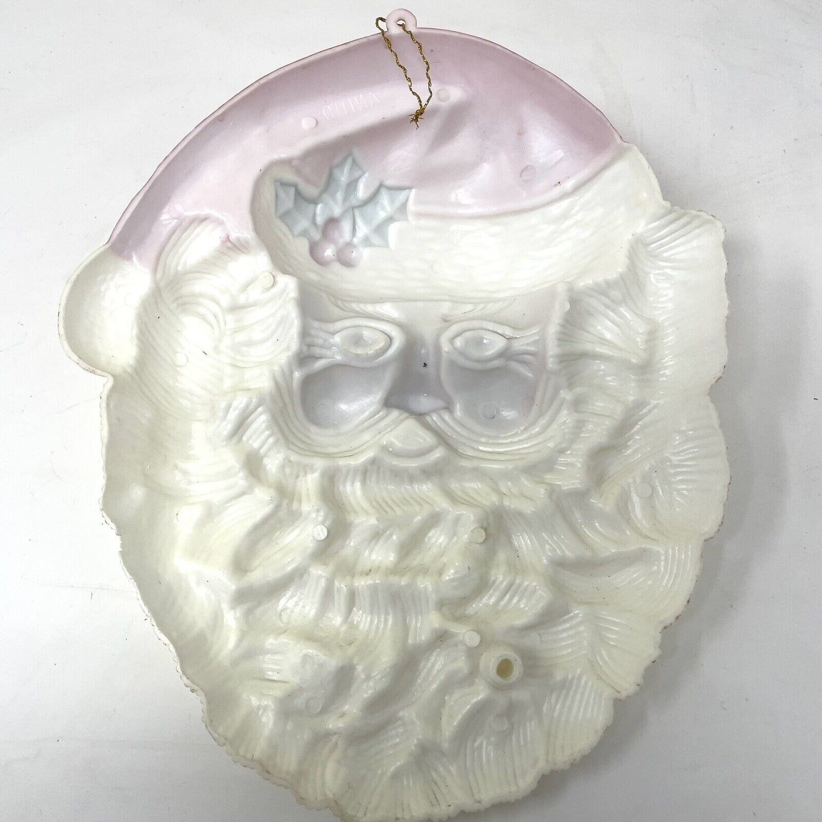 Vintage Hard Plastic Santa Claus Face Decor Wall Hanging Large Ornament ...