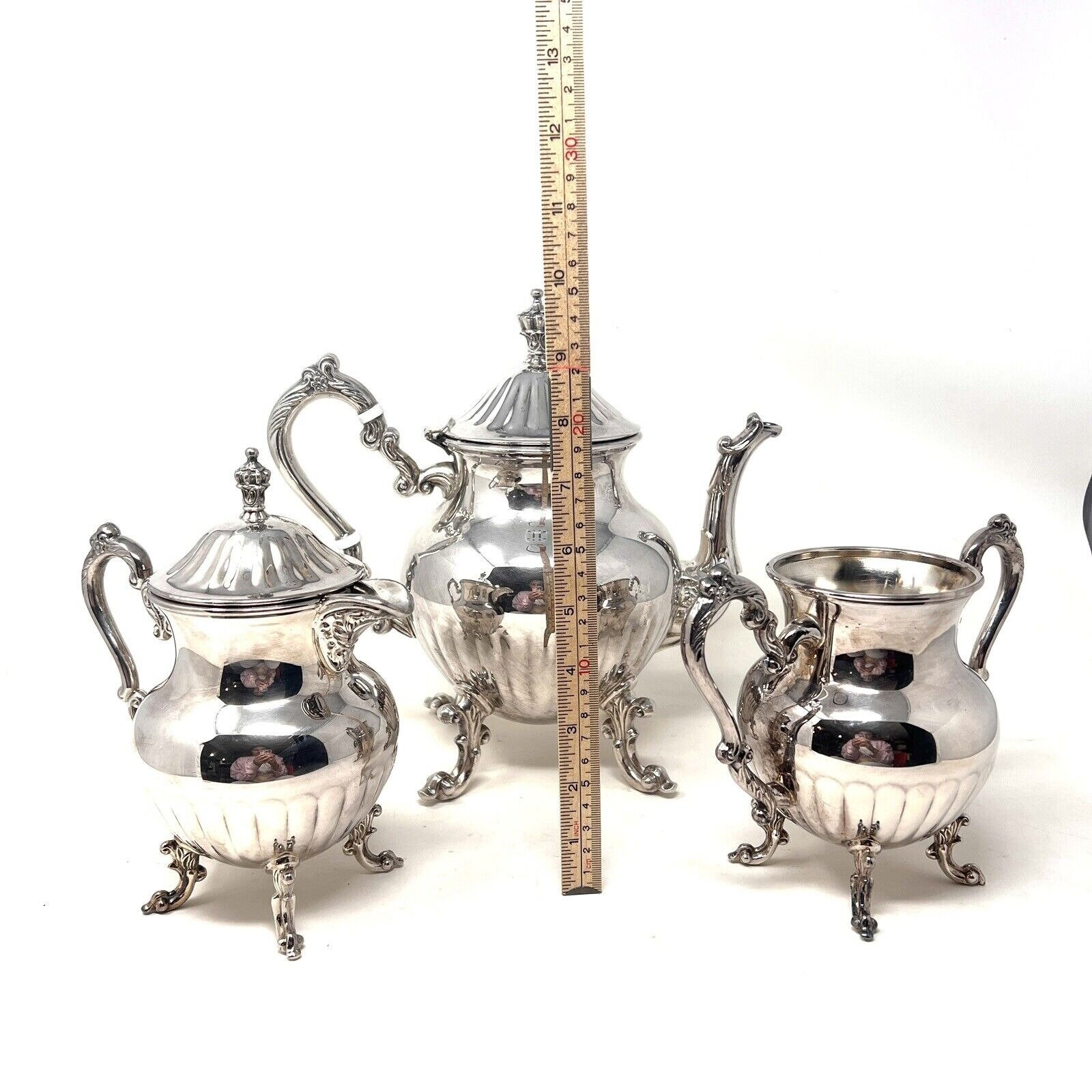 Vintage Silverplate Kent Silversmith Coffee Tea Pot Set Creamer Sugar ...