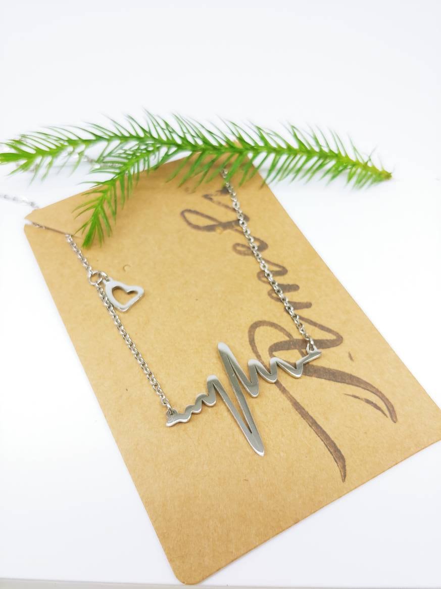 ECG electrocardiogram Heartbeat Stainless Steel Necklace - Etsy