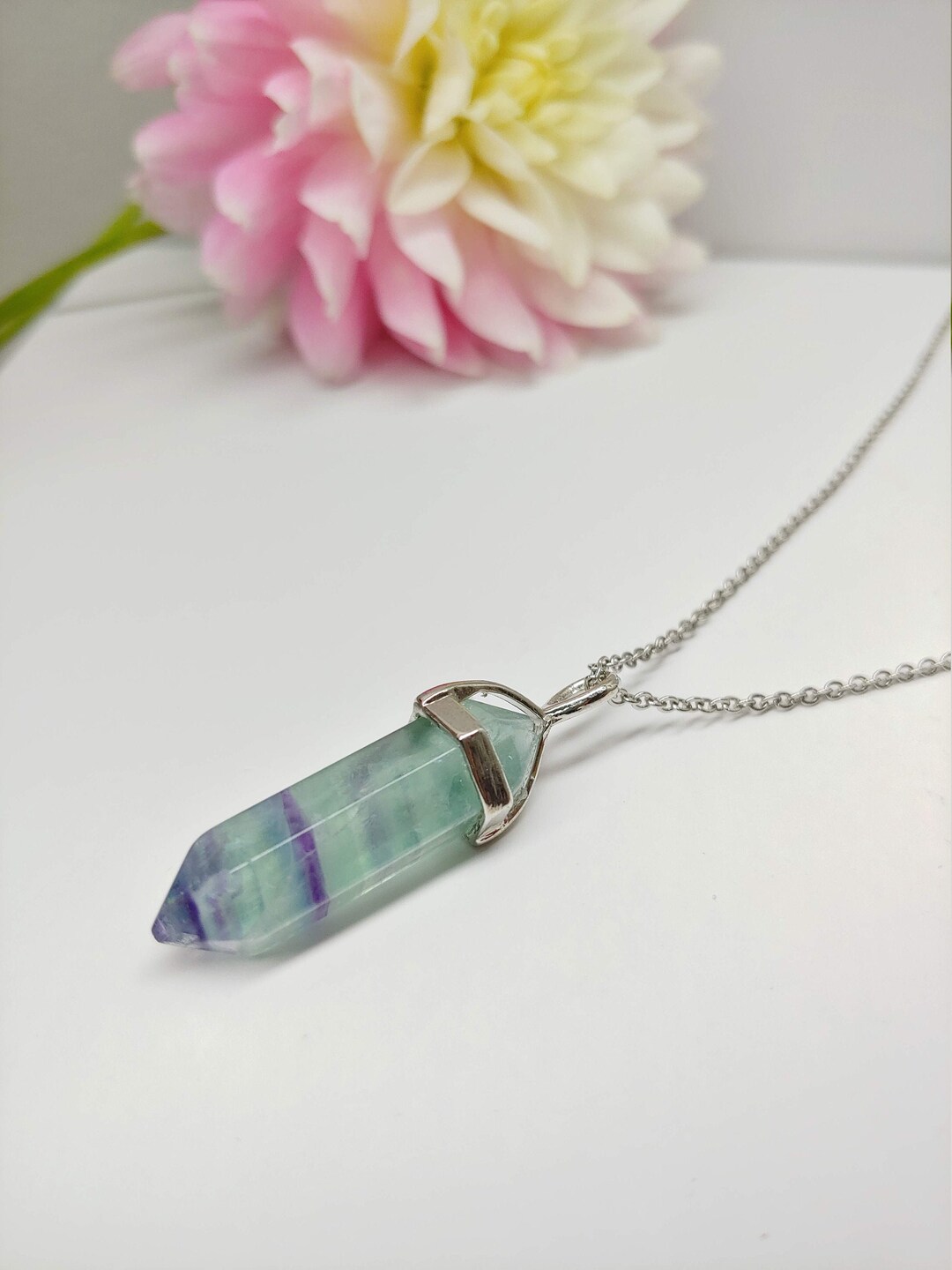 Fluorite Pendulum Crystal Necklace, Crystal Necklace, Flourite Necklace ...