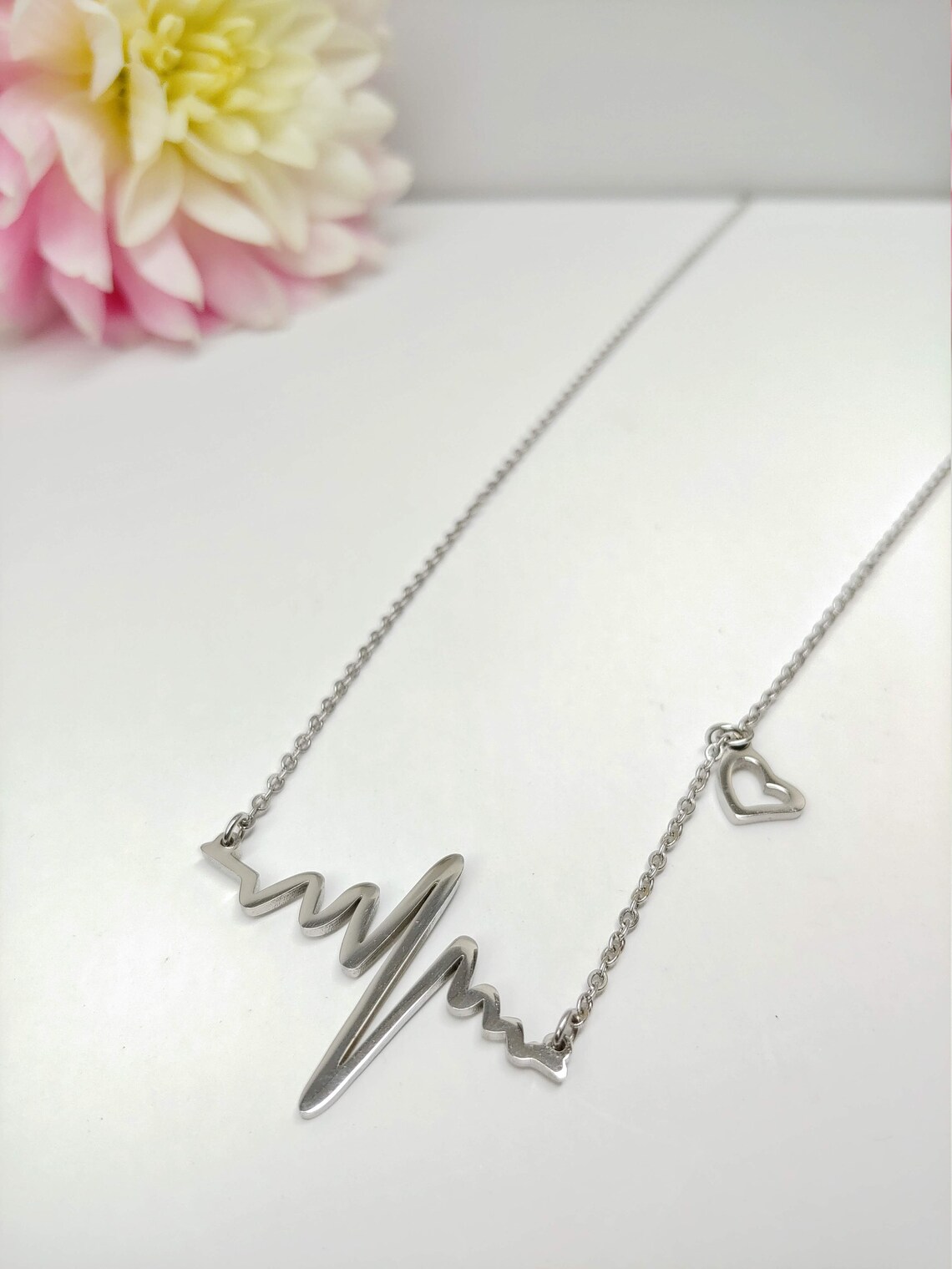 ECG electrocardiogram Heartbeat Stainless Steel Necklace - Etsy