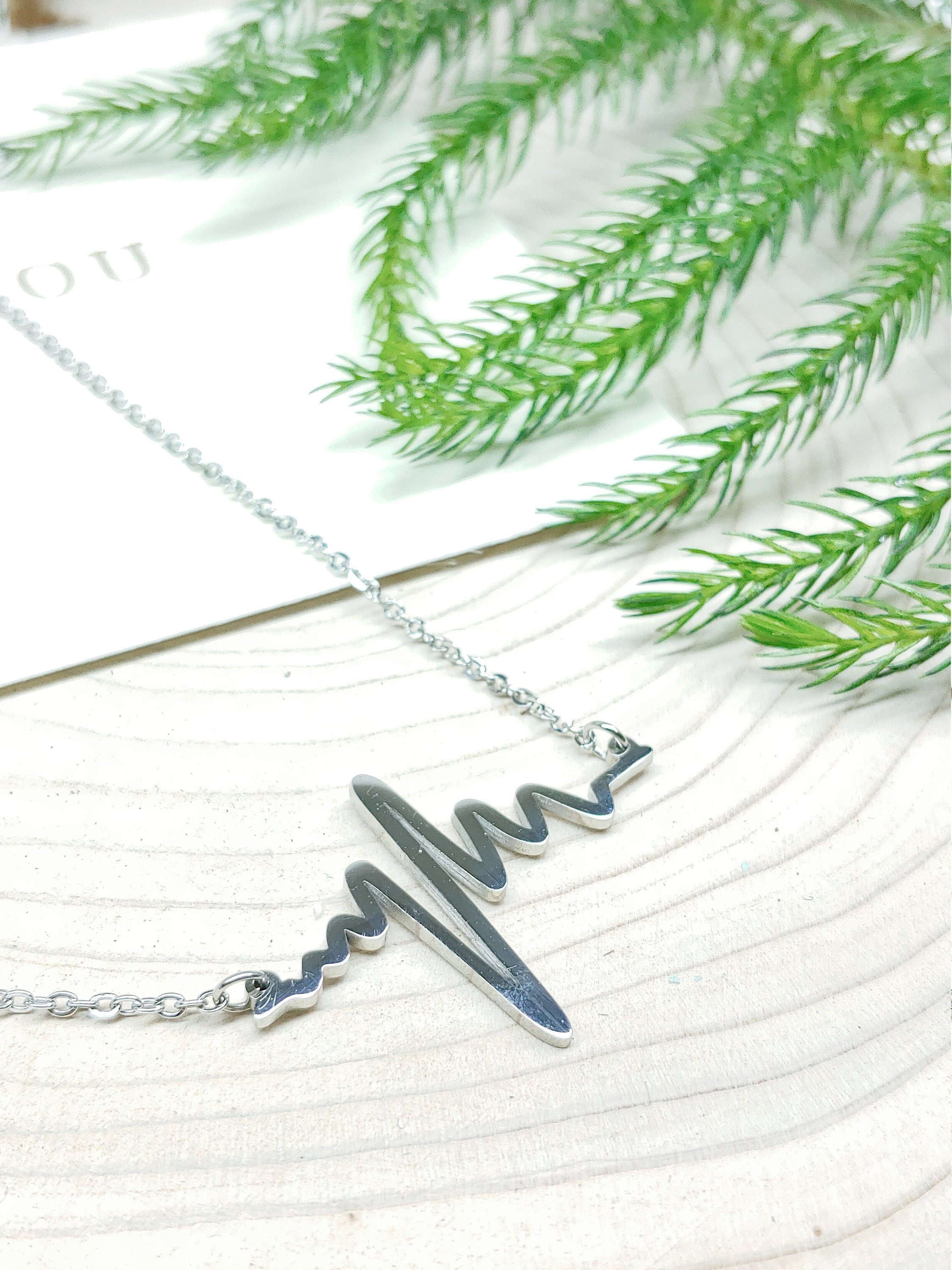 ECG electrocardiogram Heartbeat Stainless Steel Necklace - Etsy